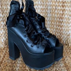 YRU | Shoes | Nib Yru Black Ballet Bae Platform Shoes M | Poshmark